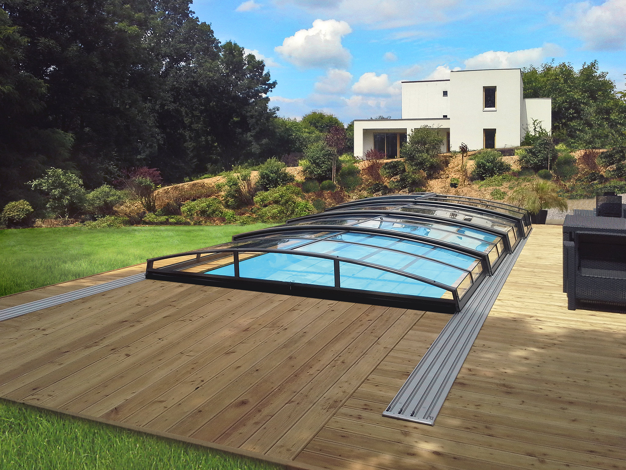Pool enclosure AZURE™ Angle | Modern low-profile solution | Pool & Spa ...